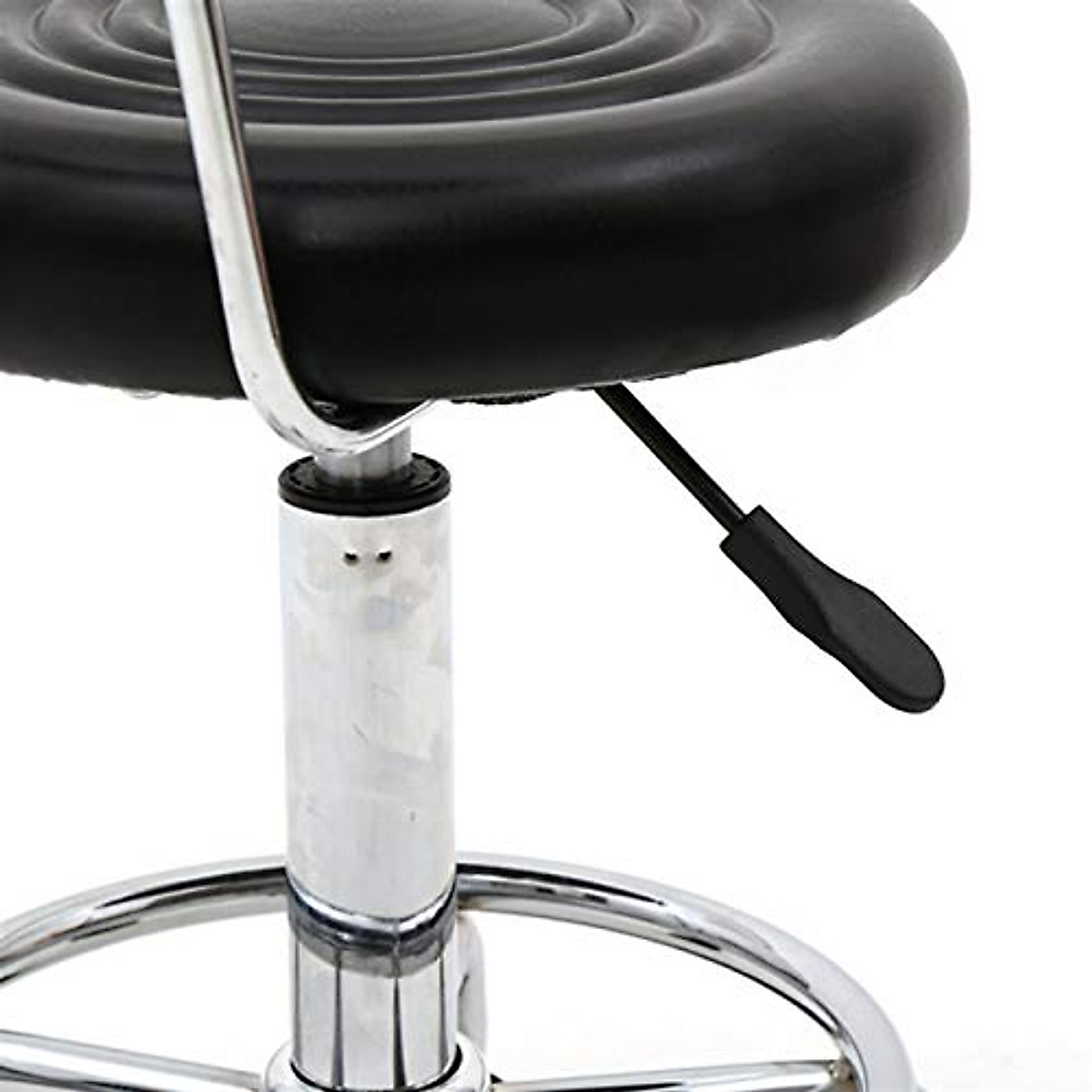 Round Shape Modern Adjustable Salon Stool Rolling Swivel Stool Chair with Back and Foot Rest Saddle Stool Chair for Drafting Work SPA Bar Beauty Massage Dental Clinic Home Office Use Black