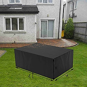 SCNSYL Garden Furniture Covers with Air Vent 71x47x29in, Waterproof Windproof,Heavy Duty RipProof 420D Oxford Fabric Large Patio Set Cover, Square/Rectangular Black