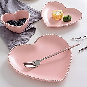 CHOOLD Elegant Ceramic Heart Shaped Dessert Plate for Kitchen Party, 7 Inch - 1 PCS
