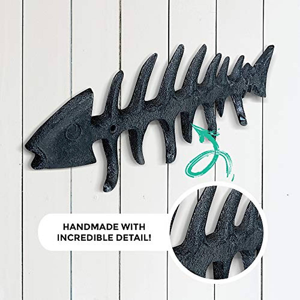 Wallcharmers Large Fish Bone Key, Leash, & Towel Holder | Nautical Home & Wall Decor