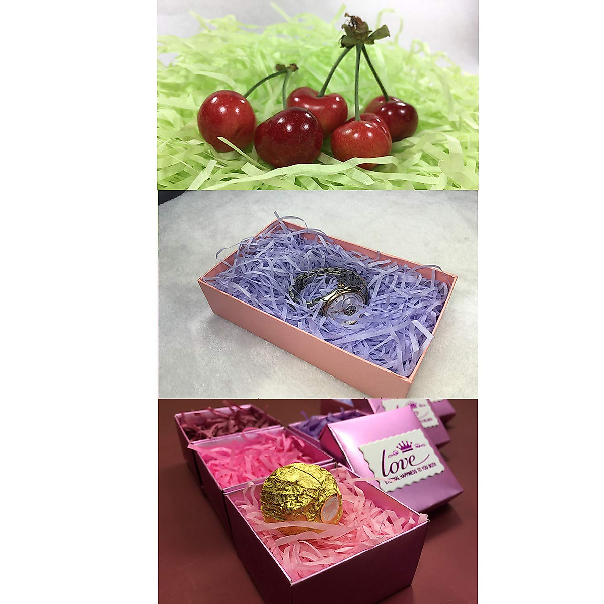 Thintinick 1.1LB Multicolored Raffia Paper Shreds & Strands Shredded Crinkle Confetti for DIY Gift Wrapping & Basket Filling