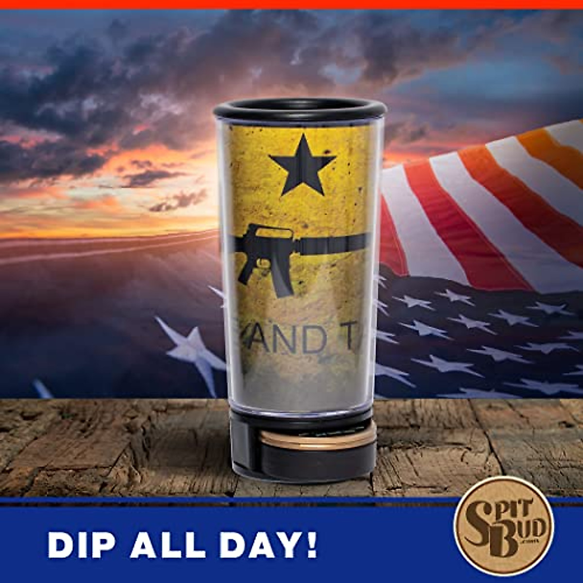 Come and Take it #2 by Spit Bud - The Ultimate Spittoon for Chew - Portable Dip & Snuff Cup with Lid, Pop Tab, Spill-Proof Funnel, Can Cutter & Holder - Fit in Cup Holders - Holds 8oz - Made in USA