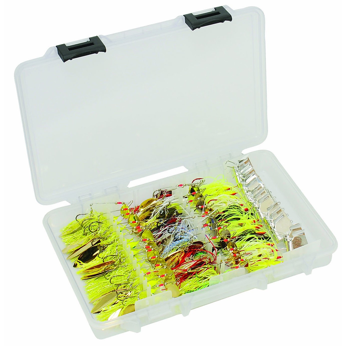 Plano Elite Series Spinnerbait and Buzzbait StowAway 3700, Transparent, Holds Up to 39 Baits, Tangle-Free Bait Tackle Storage and Organizer, Utility Boxes for Fishing