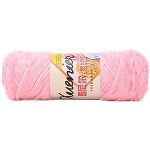 Pink Solid Color Hand Woven Thick Crochet Thread Chenille Velvet Yarn Soft Wrapping for Craft Scarves Sports Blankets 100g