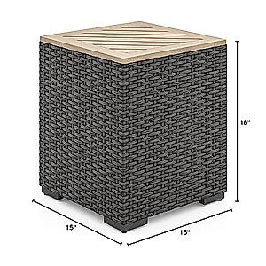 Homestyles Boca Raton Outdoor Side Table, Grey/Brown