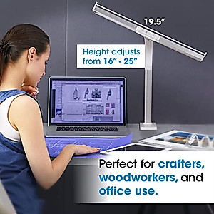OttLite LED Desk Lamp with Sturdy Clamp - Extra Wide Lighting, Dimmable with 5 Brightness Settings & Energy Efficient Natural Daylight LEDs for Home Office, Computer Desk, Dorms & Workbench