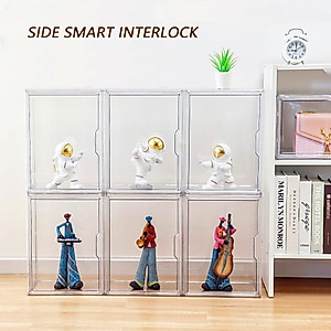 ZLLZUU Purse Organizer for Closet, 5 Pack Clear Acrylic Display Case for purse handbag Organizer, Stackable Purse Storage boxes with magnetic door for Collectibles, Wallet, Cosmetic