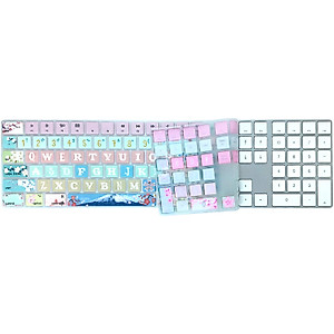SANFORIN Silicone Keyboard Cover for Apple iMac Magic Keyboard with Numeric Keypad MQ052LL/A (Model: A1843, 2017 2018 Release), Cute Print Keyboard Skin, US Layout, Sakura