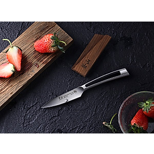 Cangshan TN1 Series 1021684 Swedish 14C28N Steel Forged 3.5-Inch Paring Knife and Wood Sheath Set