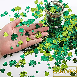 St Patricks Day Table Decorations Confetti | Shamrock Foil Glitter Confetti Lucky Irish Clover Party Confetti for St Patricks Party Birthday Baby Shower Decorations