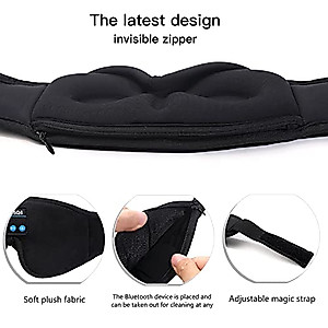 Q5Q6 Sleep Headphones, 3D Bluetooth Sleep Mask, Wireless Sleeping Headphones for Side Sleepers, Sleep Mask with Bluetooth Headphones Insomnia Travel Nap Gifts Men Women