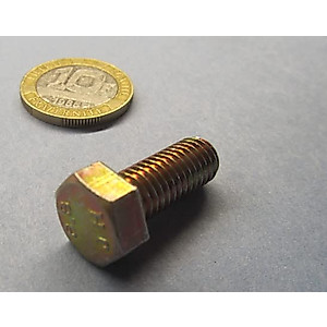 Class 8.8 Yellow Zinc Steel Bolts FT M8 x 1.25 mm x 20 mm Long 10 pcs