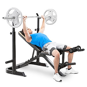 Marcy Adjustable Olympic Weight Bench with Leg Developer and Squat Rack MD-879 black 8.25 x 22.25 x 51.25"