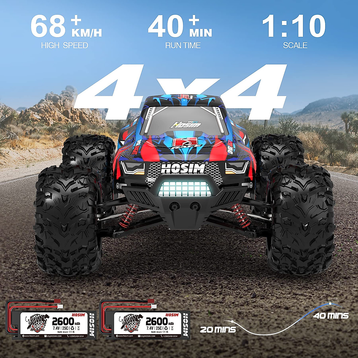 Hosim 1:10 68+ KMH Brushless RC Cars for Adults, High Speed Remote Control Car Boys, 4X4 All Terrains Waterproof Off Road Hobby Grade Large Fast Racing Buggy Toy Gift Monster Trucks