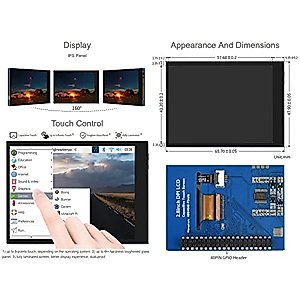 waveshare 2.8inch Screen LCD Compatible with Raspberry Pi 4B/3B+/3B/2B/B+/A+/Zero/Zero W/WH/Zero 2W 480×640 Resolution DPI IPS 5-Points Capacitive Touch Control Optical Bonding Toughened Glass Cover