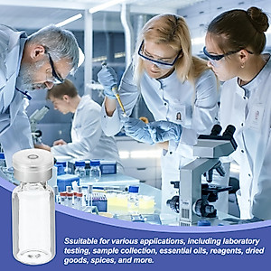 PATIKIL 3ml Sample Vials, 8 Pack Lab Empty Vials with Butyl Rubber Stopper and Crimp Top Caps Borosilicate Glass Vial, Transparent