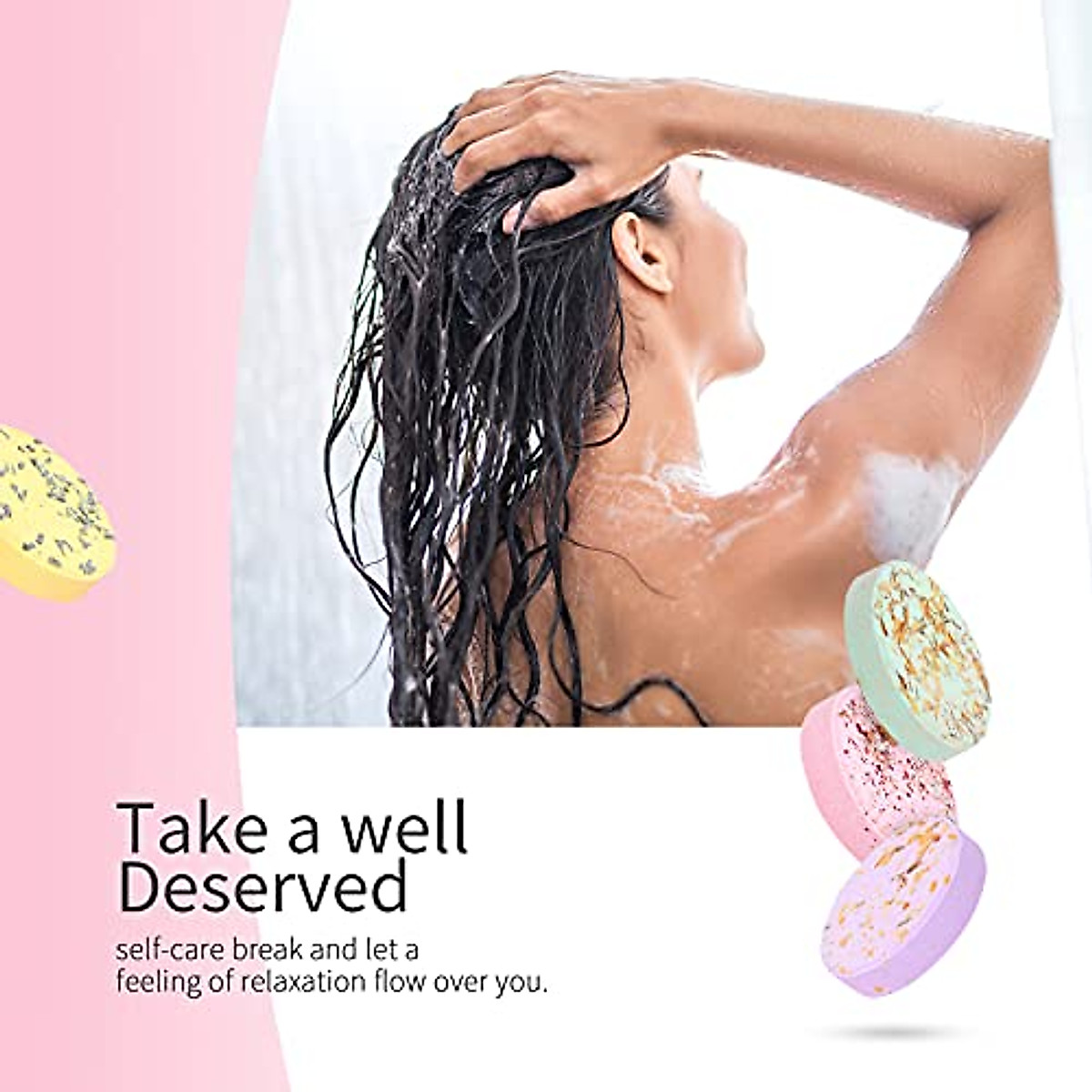 60mm 6pcs Shower Bombs Gift , Yimiyaa Organic & Natural Handmade Tablets Aromatherapy Steamers for Women,Shower Fizzers Melts Vapor Gift for Stress Relief, Relaxation Home Spa Birthday Holiday Gifts