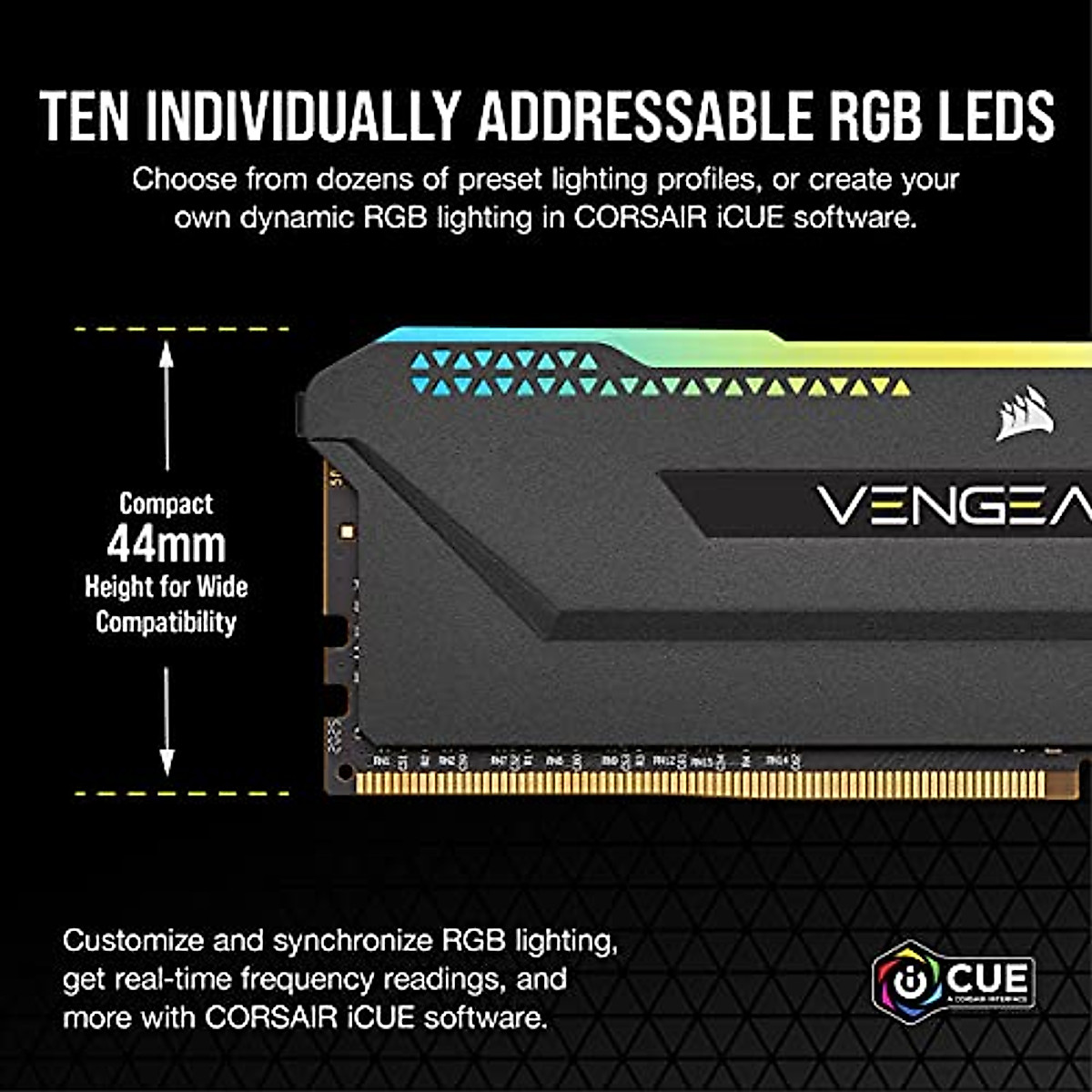 Corsair Vengeance RGB PRO SL 32GB (2x16GB) DDR4 4000MHz C18 Desktop Memory (10 Ultra-Bright RGB LEDs, Custom Performance PCB, Tight Response Times, Intel XMP 2.0) Black