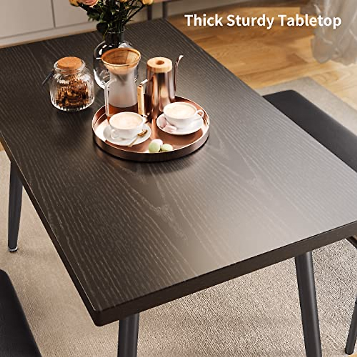 Gizoon Dining Table Set for 4, Kitchen with Bench and 2 Chairs Small Space, Apartment