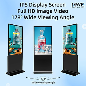 QIXZOCV 54 Inch Indoor Floor Standing Digital Signage Advertising Display Kiosk LCD Screen Commercial Totem Android System Vertical Poster with Auto Media Player