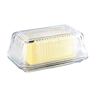Tablecraft Ribbed Glass Butter Dish
