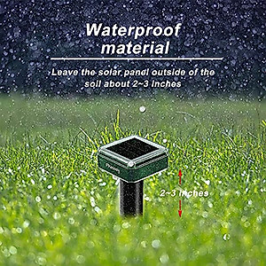Phosooy Solar Mole Repellent Stakes, 4 Pack Solar Powered Ultrasonic Gopher Deterrent Spikes, Waterproof Solar Rodent Voles Gopher Chipmunk Repellent for Lawn, Garden, Farm Outdoor Use (4)