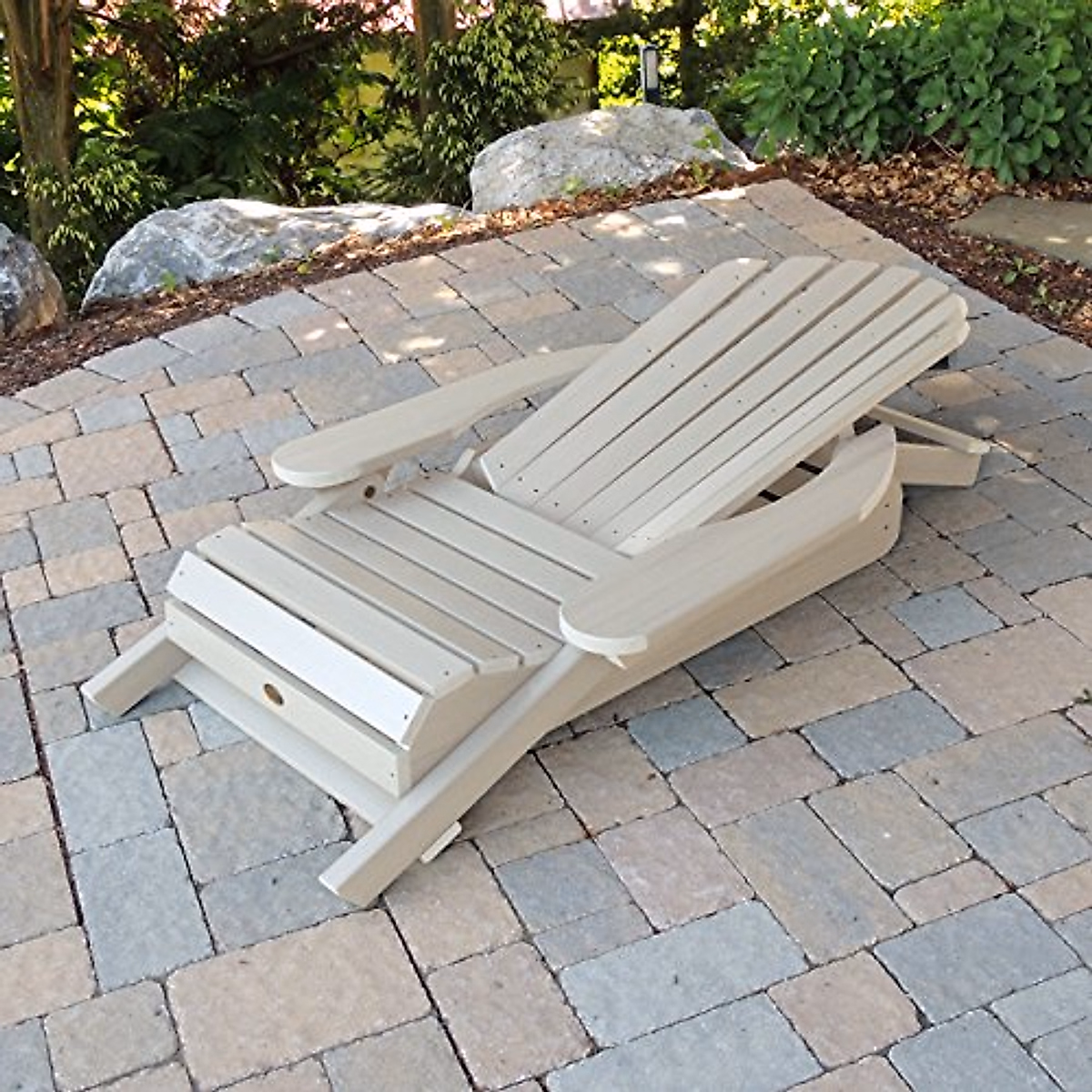 Highwood Hamilton Folding and Reclining Adirondack Chair, King Size, Whitewash