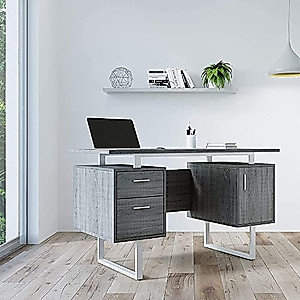 Techni Mobili Modern Office Desk with Storage, Gray