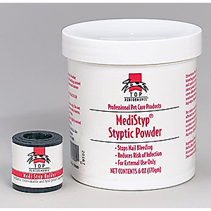 Top Performance MediStyp Pet Styptic Powder with Benzocaine – Stops Pain, Stops Bleeding From Minor Cuts, 1/2-Ounce Size