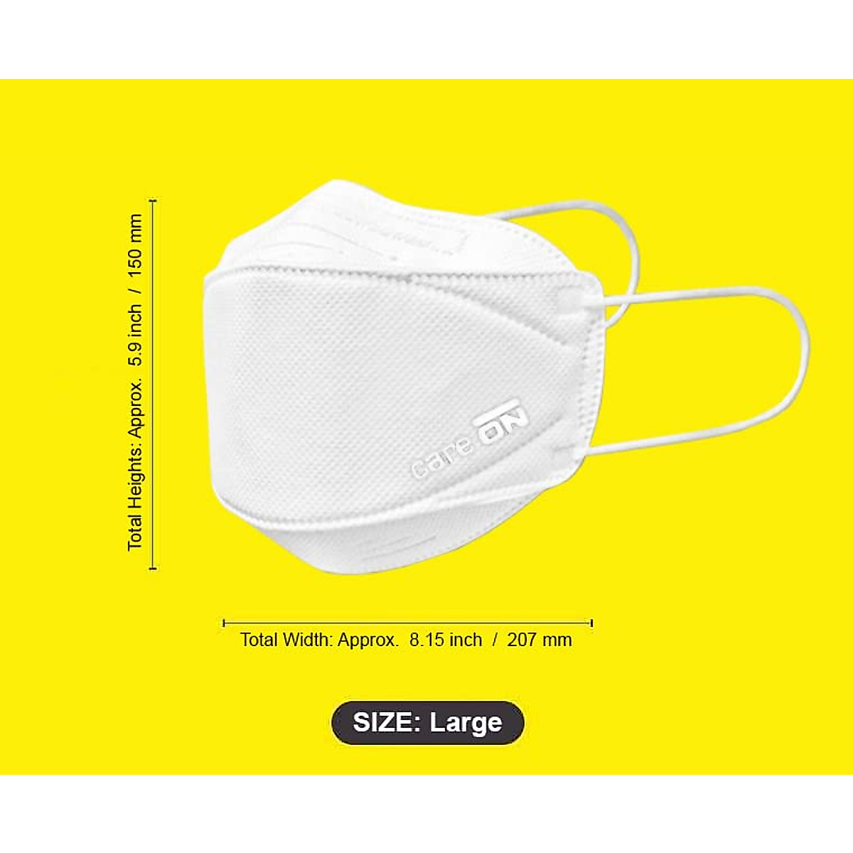 CARE ON [20 Pack] [White] KF94 Certified | 4-Layers Face Safety Mask for Adult