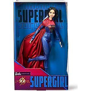 Supergirl Barbie Doll, Collectible Doll from The Flash Movie Wearing Red and Blue Suit with Cape, Doll Stand Included