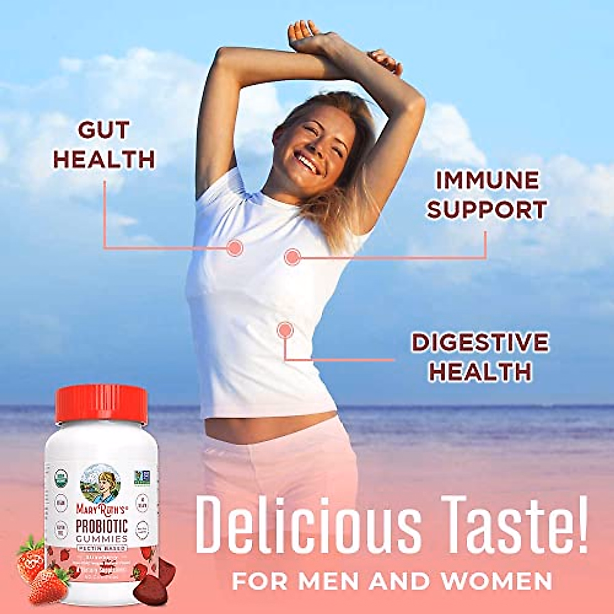 USDA Organic Astragalus Root Liquid Drops & USDA Organic Probiotic Gummies Bundle by MaryRuth's | Immune, Focus, and Cardiovascular Support | Digestive Support | Gut Health Supplement