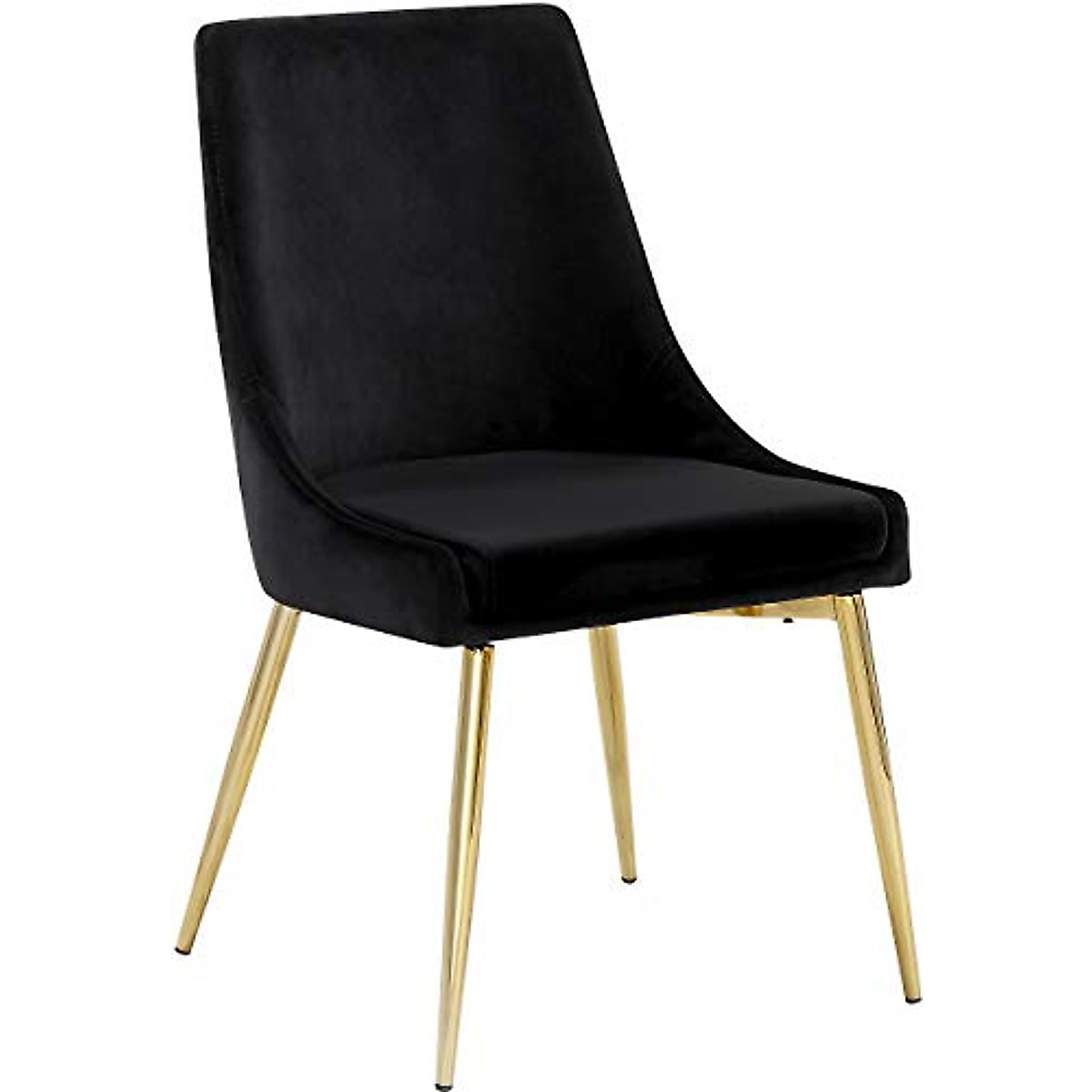 Meridian Furniture Karina Collection Modern | Contemporary Velvet Upholstered Dining Chair with Sturdy Metal Legs, Set of 2, 19.5" W x 21.5" D x 33.5" H, Black