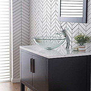 Kraus KGW-1700CH-CL Single Lever Vessel Glass Waterfall Bathroom Faucet Chrome with Clear Glass Disk