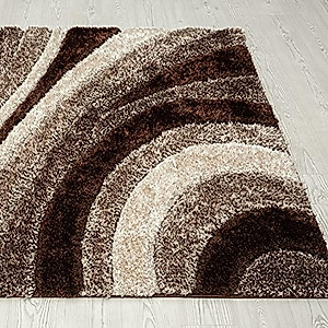 LUXE WEAVERS Rug - Lantanas 7070 Modern Shag Geometric Stain-Resistant Area Rug, Brown/Size 5x7