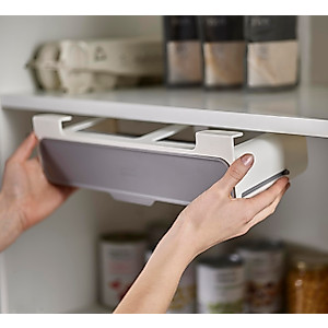 Joseph Joseph CupboardStore Spice Organizer 3M Tape Under-Shelf Pull Out Drawer Storage for Cabinet, One-size, Gray/White