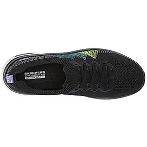 Skechers Women's GO Walk Hyper Burst Knit LACE UP Sneaker, Black/Multi, 8