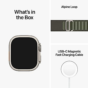 Apple Watch Ultra [GPS + Cellular 49mm] Smart Watch w/Rugged Titanium Case & Green Alpine Loop Large. Fitness Tracker, Precision GPS, Action Button, Extra-Long Battery Life, Brighter Retina Display