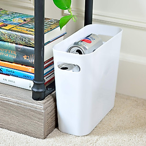 Youngever 1.5 Gallon Slim Trash Can, Plastic Garbage Container Bin, Small Trash Bin with Handles for Home Office, Living Room, Study Room, Kitchen, Bathroom (2 Pack White)