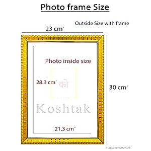 Koshtak Durga maa/vaishno Devi/nav Durga on Tiger maa Saraswati & laxmi Photo Frame with Laminated Poster (30 x 23 cm)(Golden Frame)