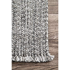 nuLOOM Courtney Braided Indoor/Outdoor Area Rug, 10' x 13', Salt And Pepper