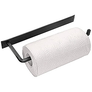 Blacksmith Handmade Farmhouse Wrought Iron Wall Mount Decorative Rustic Paper Towel Holder for Kitchen #MD19002 (Black)