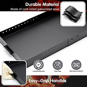 Air Jade Expandable Fireplace Tray, Galvanized Steel Fireplace Ash Tray with Handles for Collecting Ash, Adjustable Up to 31.5" Ember Holder Fireplace Ash Pan, Black, Trapeziform