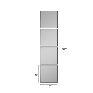 Wall Mirror Full Length (Glass, 8''x8''x 4PCS), Full Body Mirror Tiles for Door, Bedroom, Home Gym
