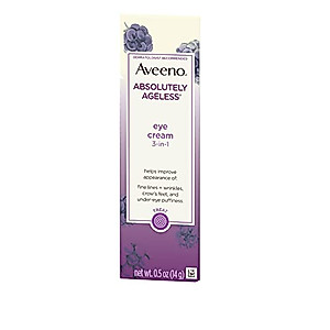 Aveeno Absolutely Ageless 3-in-1 Anti-Wrinkle Eye Cream for Fine Lines & Wrinkles, Crows Feet, & Under-Eye Puffiness, Antioxidant Blackberry Complex, Hypoallergenic, Non-Greasy, 0.5 oz