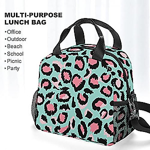 Leopard Reusable Insulated Lunch Bag, Portable Cooler Lunch Box for Boys and Girls, Lunch Tote Bag with Adjustable Shoulder Strap for Work, Picnic, Travel