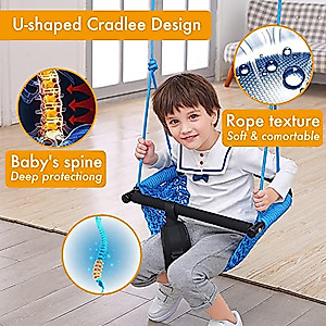 Hi-Na Kids Swing Seats Indoor Hand-Made Kids Swing with Adjustable Rope Outdoor Swing Seat Tree Swing Seat for Kids for Backyard Swing Seat for Kids for Playground Child Swing for Outside (Blue)