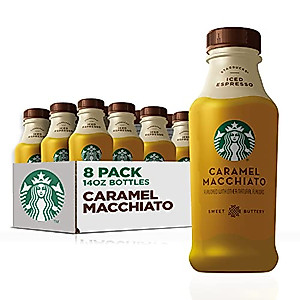 Starbucks Iced Espresso, Caramel Macchiato, 14oz Bottles, (8 Pack)