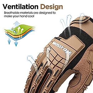 Mossy Oak Rubber Guard Tactical Gloves, Touch Screen Airsoft Army Gloves for Outdoor Hunting Motorcycle Climbing Paintball Shooting Combat