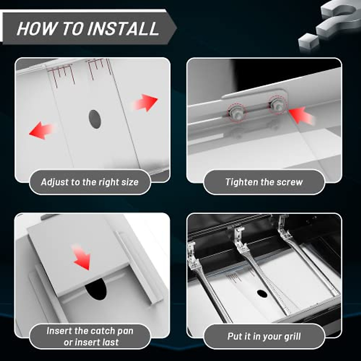 Grease Tray with Drip Pan for Gas Grill, Outdoor Grill Replacement Parts, Universal Adjustable Stainless Steel Grease Tray Set for Expert, NEXGRILL, Dyna Glo, BHG, Kenmore, Uniflame, Backyard and More